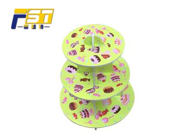 China Custom Size Birthday Cardboard Cake Display , Cardboard Cup Cake Stands With 3 Shelves for sale