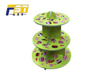 China Custom Size Birthday Cardboard Cake Display , Cardboard Cup Cake Stands With 3 Shelves for sale