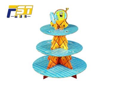 China 3 Tiers Full Color Printing Cardboard Paper Cupcake Display Stand Easy to Assembled for sale