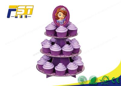 China 3 Tiered Cardboard Cupcake Stand , Colorful Cardboard Wedding Cake Stand SGS Approval for sale