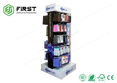 China Offset Printing Custom Cardboard POP Pegboard Hook Floor Displays For Cell Phone Accessory for sale