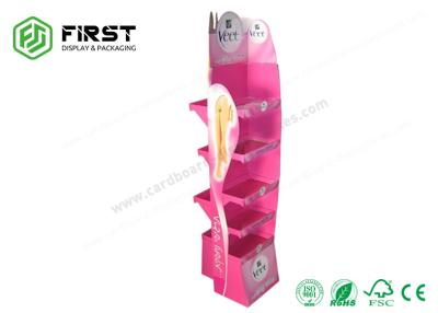 China OEM Paper Shelf Stand Recyclable Cardboard Floor Display Shelf Rack Customized Printing for sale