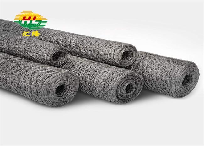 Galvanized hexagonal wire netting roll showing mesh pattern