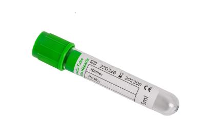 China 2ml Vacuum Blood Test Tube Green Top Blood Tube For Plasma Collection for sale