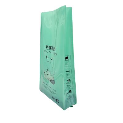 China Custom 6L Green Back Sealing Side Gusset Reciclável plástico vácuo Sealing Cat Litter sacos de embalagem com janela clara à venda