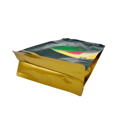 China 2.5kg Custom Brilhante Dourado Pesado Forte Alumínio Folha de Metal Recapotável Quadrado Bottom Seco Saco de Embalagem de Alimentos para Cão à venda
