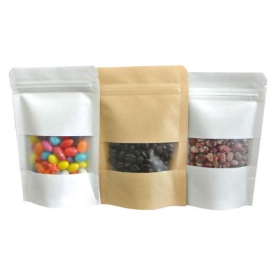 China Sacos Kraft de plástico laminado à prova d'água e recolocáveis Ziplock Castanho com janela para armazenar chá, grãos de café, embalagens de alimentos à venda