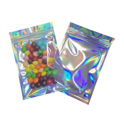 Cina 6x9 pollici antiodore piatto di foglio ricapsulabile sacchetti con cerniera olografica Mylar per feste Favor Food Storage Food Packaging in vendita