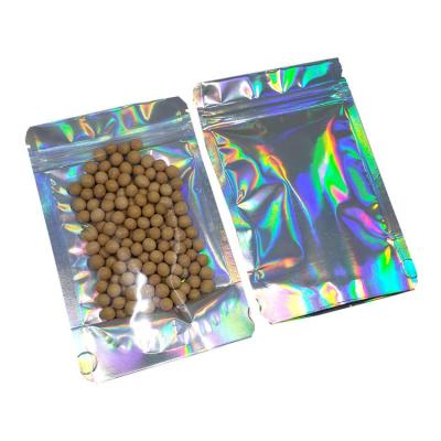 China Resealable Aluminum Foil Clear Front 4x6 Holographic Stand Up Mylar Bags for Jewelry Makeups Lip Gloss Packaging Storage for sale