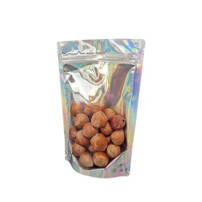 China Resealable Aluminum Foil Clear Front 4x6 Holographic Stand Up Mylar Bags for Jewelry Makeups Lip Gloss Packaging Storage for sale