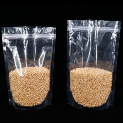 China Odor Proof Transparent Zipper Stand Up Pouches with Tear Notch for Packaging Food Items for sale