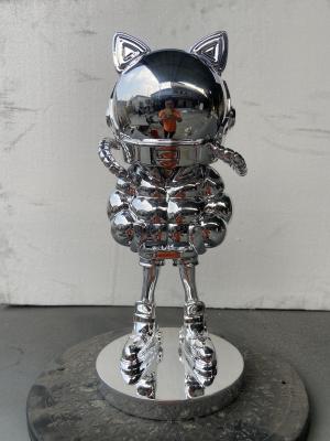 China Silver Snake Electroplated Space Cat Sculpture By Hand Balloon Style for sale