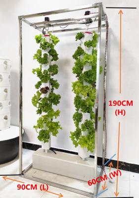 China Greenhouse Indoor 7 Layer 56 Holes Complete Rotary Hydroponic Growing System Kit Aeroponic Twin Tower With Steel Frame for sale