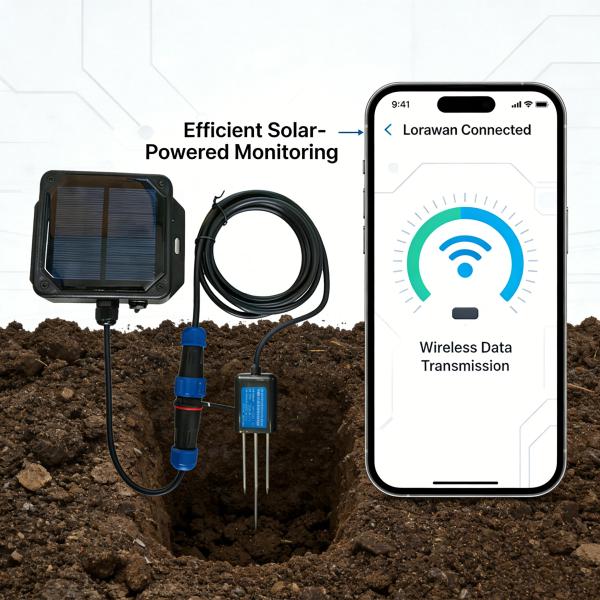 Quality LoRaWAN solar powered wireless soil sensor providing high precision environmental data for greenhouses orchards and lawns for sale