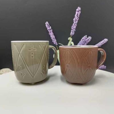 China Handmade Pottery Tea Cup Pottery   Coffee Mug 300ml Ceramic Coffee Mugs for sale