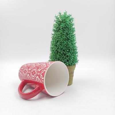 Cina Tazze beventi ceramiche della glassa di colore rosso 20OZ con le decalcomanie in vendita