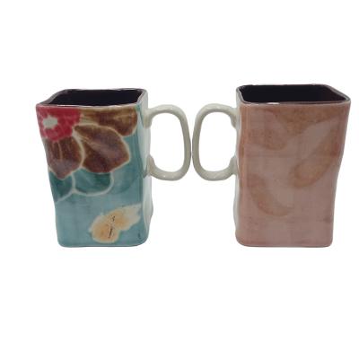 China 250ml Retro Lichte Luxe maakte Ceramische het Drinken Mokken in reliëf Te koop