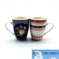 China 11oz New Bone China Ceramic Coffee Mug Drum Shape Custom Logo 10.6x5.6x8.4cm for sale