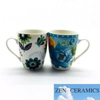 China 11oz New Bone China Ceramic Coffee Mug Drum Shape Custom Logo 10.6x5.6x8.4cm for sale