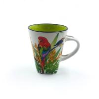 China tazas de café de cerámica de la altura de 10oz el 10.8cm con la mano de la cuchara dibujada en venta