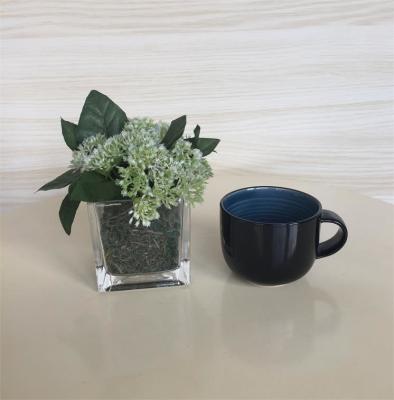 China 6oz van de Koffiemokken van het douane Zwarte Verglaasde Steengoed de Theekop Te koop