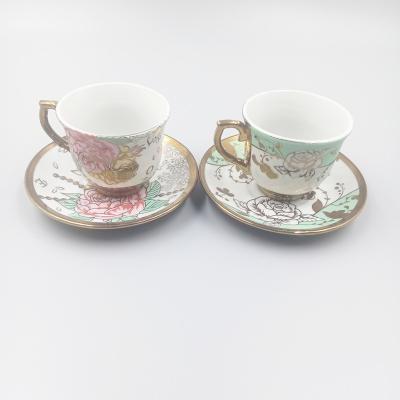 China Customized 200ml Ceramic Cup And Saucer Set Flower Pattern Small Size for sale