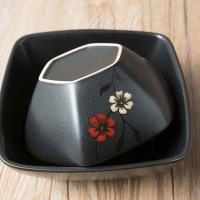 China EEC Glaze Black Ceramic Dinnerware Reactive Flower Pattern 12-Piece Set for sale