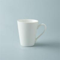 China 9 Oz White Ceramic Mug New Bone China Coffee Cup V Shape Microwave Safe for sale