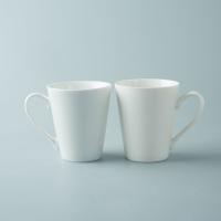 China 9 Oz White Ceramic Mug New Bone China Coffee Cup V Shape Microwave Safe for sale