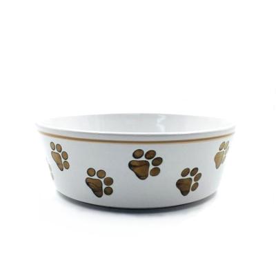 Cina Le orme dei cani hanno dipinto la ciotola ceramica dell'alimento per animali domestici, Cat Bowl Customized ceramica a 8 pollici in vendita