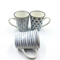 China Geometric Pattern Hand Painted 350ml Ceramic Coffee Mug SGS Approved New Bone China for sale