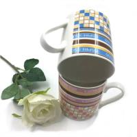 China LFGB Certified Ceramic Drinking Mugs 13oz Geometric Design OEM Customizable Coffee Cup for sale