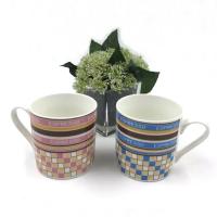 China LFGB Certified Ceramic Drinking Mugs 13oz Geometric Design OEM Customizable Coffee Cup for sale
