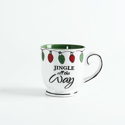 Китай Застекленные кружки кофе 11oz 12oz 13oz белые выбитые, покрашенные вручную чашки эспрессо продается