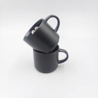 China Black Matte Glaze Hand Painted Custom Pattern Large Capacity Ceramic Mugs 13oz for sale