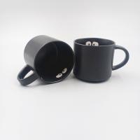 China Black Matte Glaze Hand Painted Custom Pattern Large Capacity Ceramic Mugs 13oz for sale
