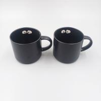 China Black Matte Glaze Hand Painted Custom Pattern Large Capacity Ceramic Mugs 13oz for sale