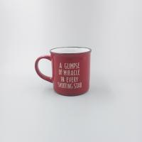 China 9oz Red Glazed Silk Screen Ceramic Coffee Mugs Custom Logo Stoneware Promotional for sale