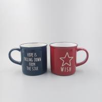 China 9oz Red Glazed Silk Screen Ceramic Coffee Mugs Custom Logo Stoneware Promotional for sale