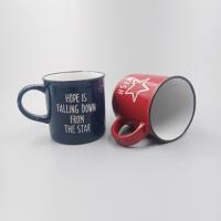China 9oz Red Glazed Silk Screen Ceramic Coffee Mugs Custom Logo Stoneware Promotional for sale