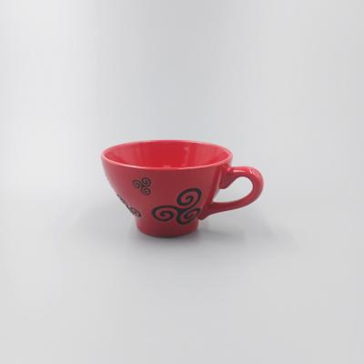 Cina La ciotola modella la tazza di caffè con il modello lustrato rosso cinese della matrice per serigrafia in vendita