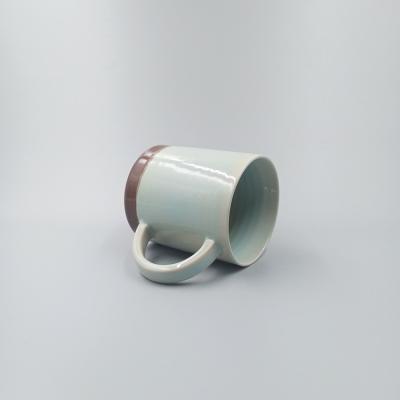 Cina Tazza ceramica lustrata colore reattivo con la tazza di caffè mista del gres di due colori in vendita