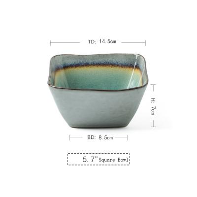 Cina Il ghiaccio quadrato ha fenduto l'insalatiera ceramica della glassa 5,5 pollici in vendita