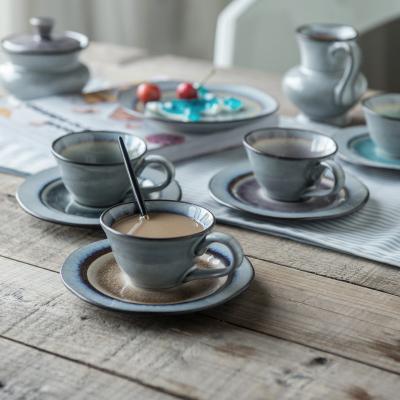 Cina Tazza e piattino dello smalto vetroso del crepitare del ghiaccio della prima colazione fatti a mano in vendita