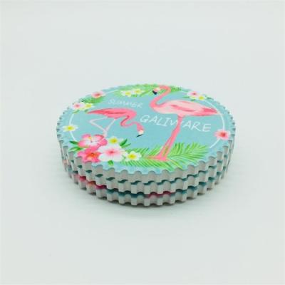 China Flamingo Printed Absorbent Ceramic Cork Backing For Coasters for sale