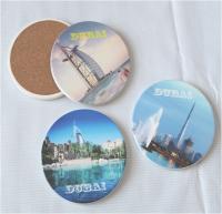 China Round Absorbent Ceramic Drink Coasters 10.8cm Stain Resistant Customizable for sale