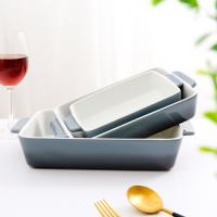 China Rectangular Ceramic Bakeware Casserole Dish Set 3 Sizes 21-38cm Oven Safe for sale