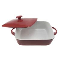 China Rectangular Ceramic Casserole Dish Set Bakeware Dish With Lid for sale