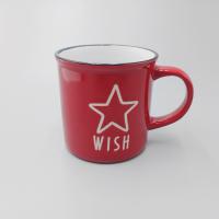 China 9oz Red Glazed Silk Screen Ceramic Coffee Mugs Custom Logo Stoneware Promotional for sale