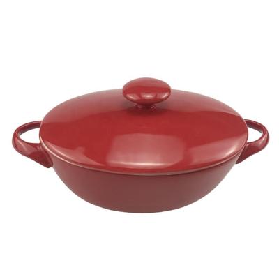 Cina Il rosso ha lustrato il piccolo piatto ceramico ovale della casseruola con il coperchio in vendita